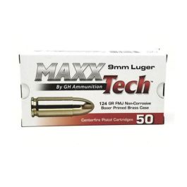 Maxxtech 9mm 124gr FMJ Ammo 50rd | Prepper Gun Shop